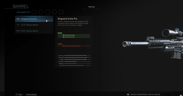Warzone | Singuard Arms Pro - Barrel Stats | Call of Duty Modern ...
