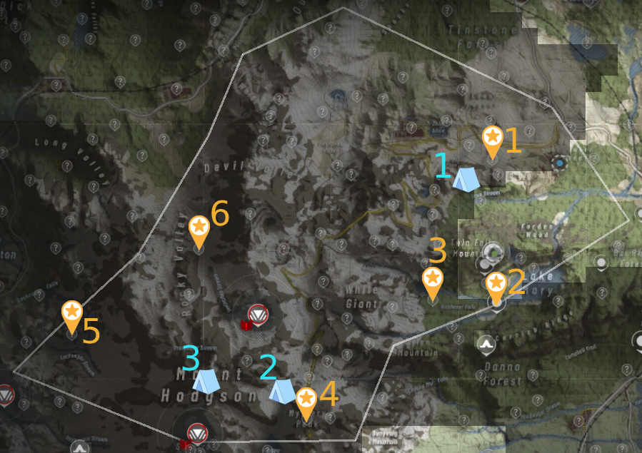 Intel & Bivouac Locations - Mount Hodgson - GameWith
